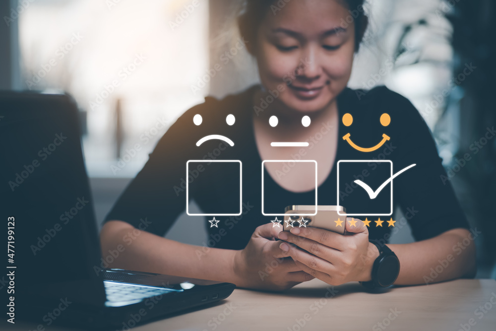 Happy and unhappy Smiley face concept Customer service evaluation ...