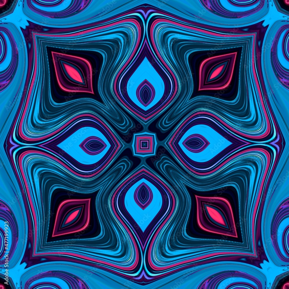 Abstract blue neon glowing futuristic pattern with liquid fluid ...