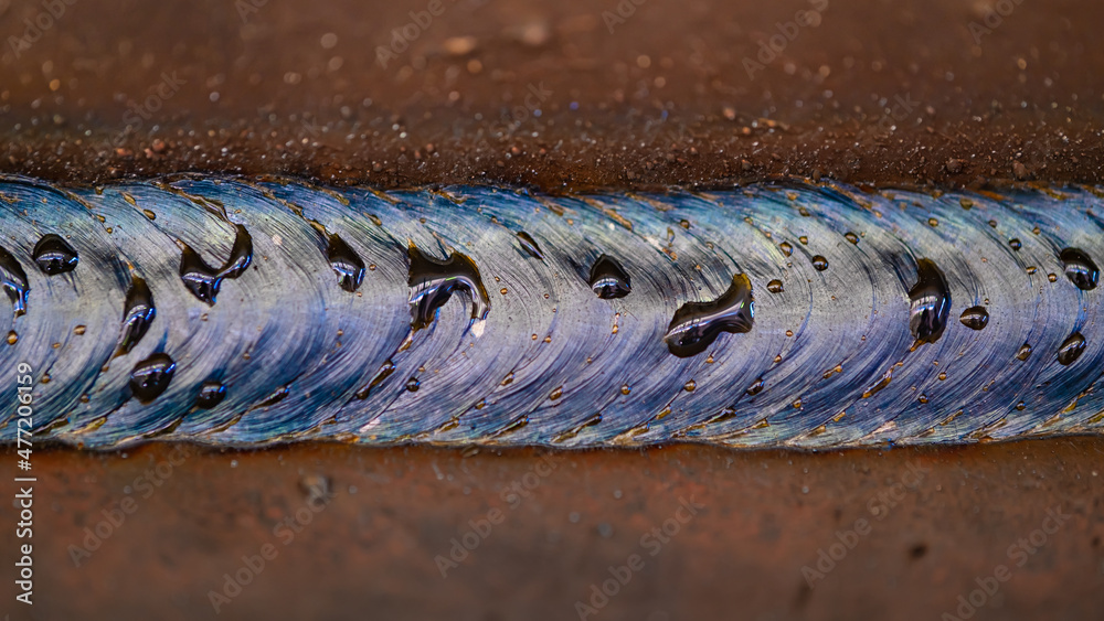 The welding seam is made by a semi-automatic welding machine. welding ...