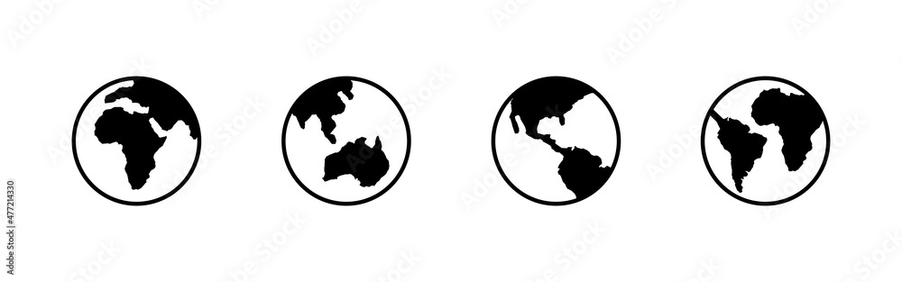 World map set. Worldmap sign and symbol. Globe icon Stock Vector ...