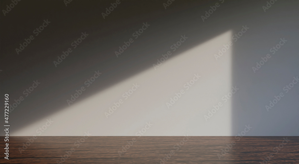 Simulate an empty room, and wood floors with sunlight cast shadows on ...