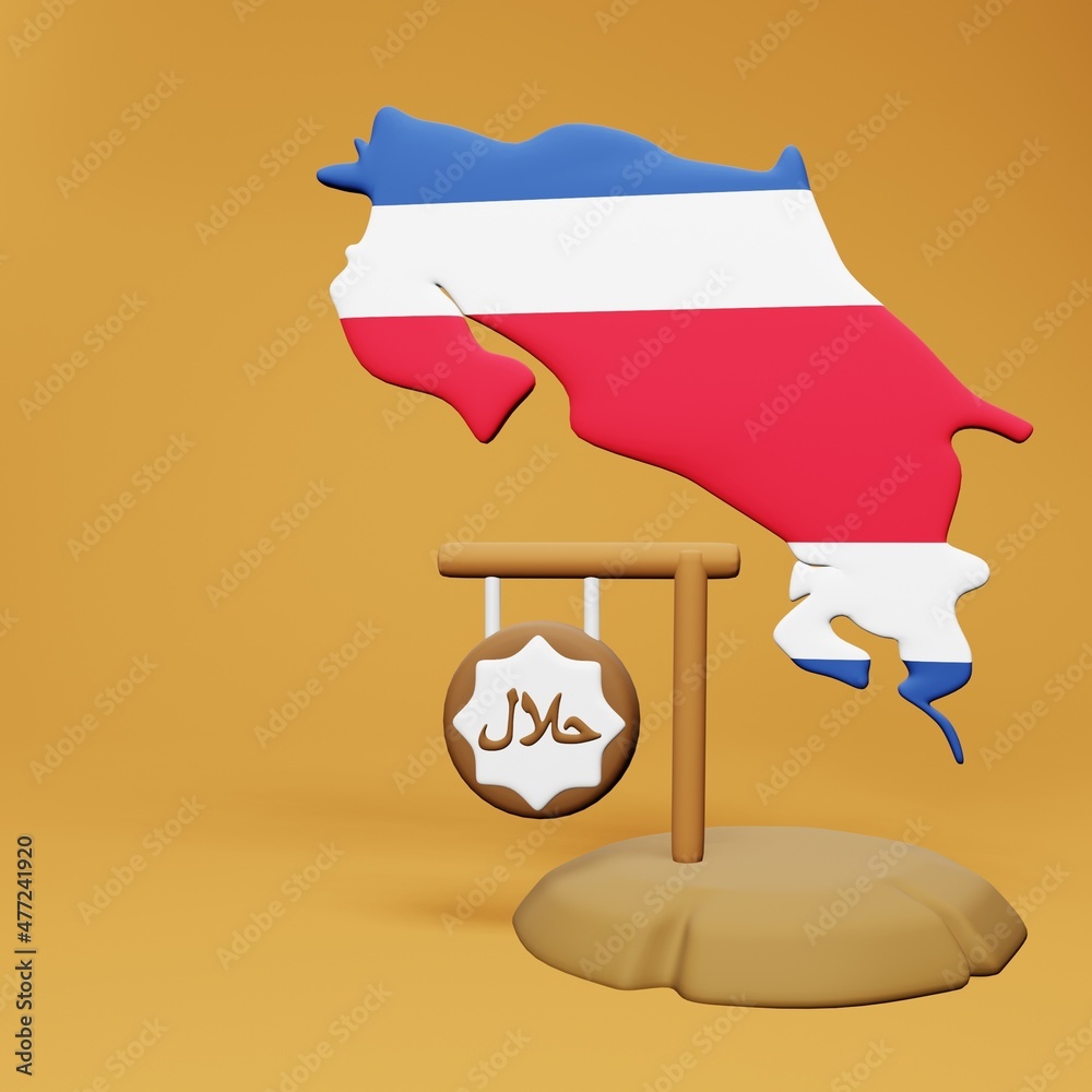 3d rendering of halal locations for muslims in Costa Rica for ramadan ...