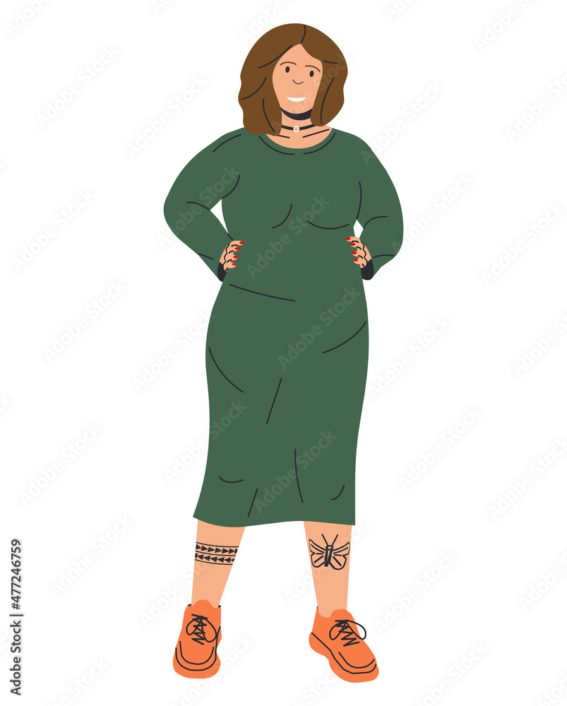 Curvy Women Plus Size Model Isolated. Body Positive Beautiful Girl in ...