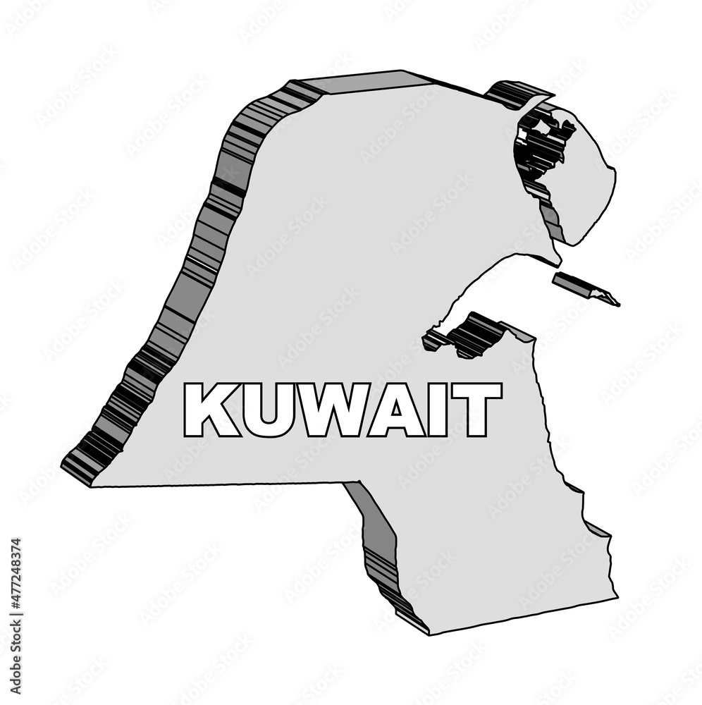 Outline 3D Map of Kuwait Stock Vector | Adobe Stock