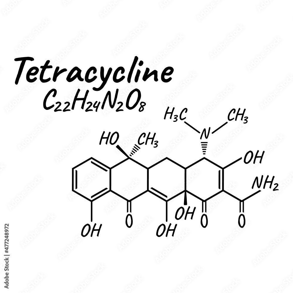 Tetracycline antibiotic chemical formula and composition, concept ...