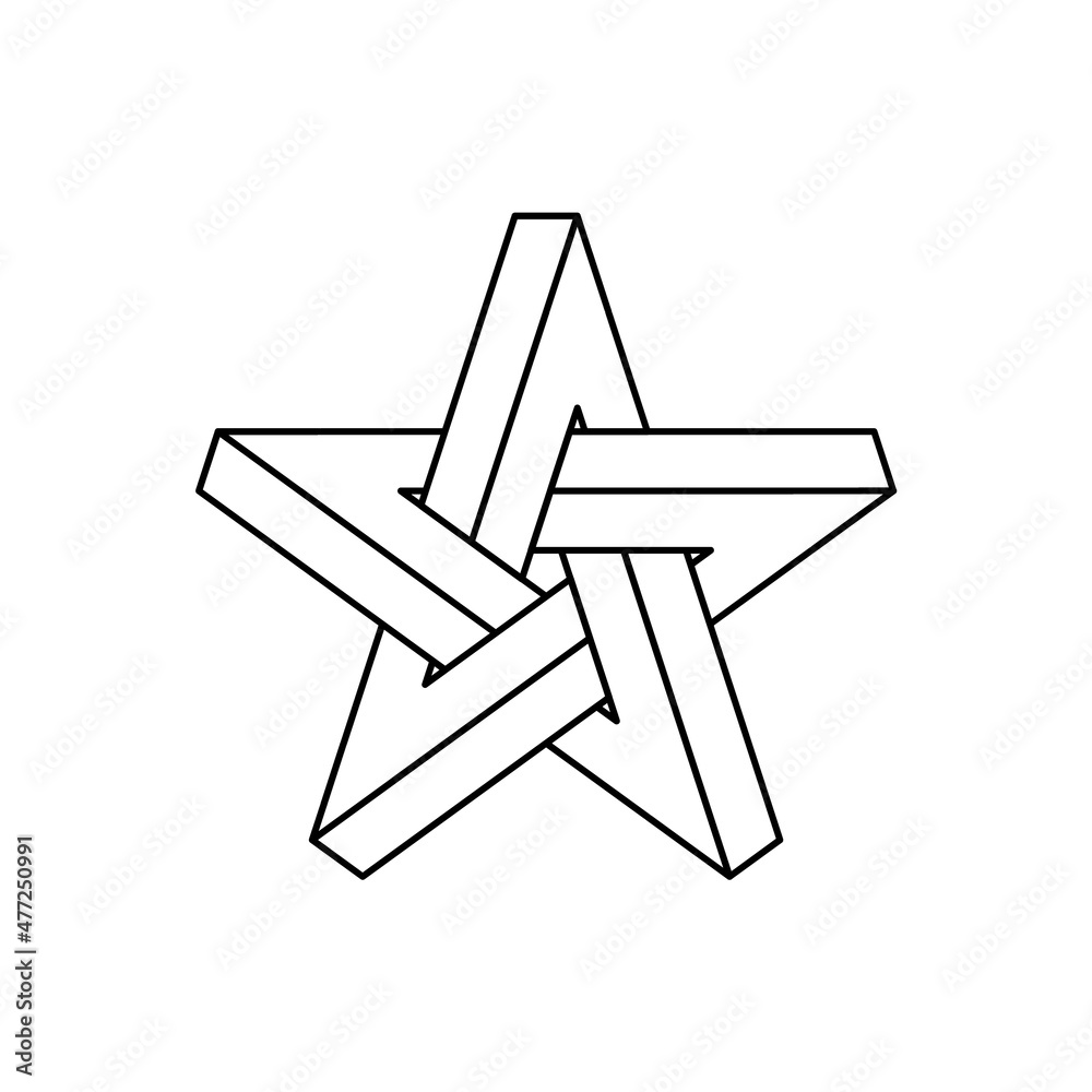 Impossible star outline. Optical illusion geometric shape. Impossible ...