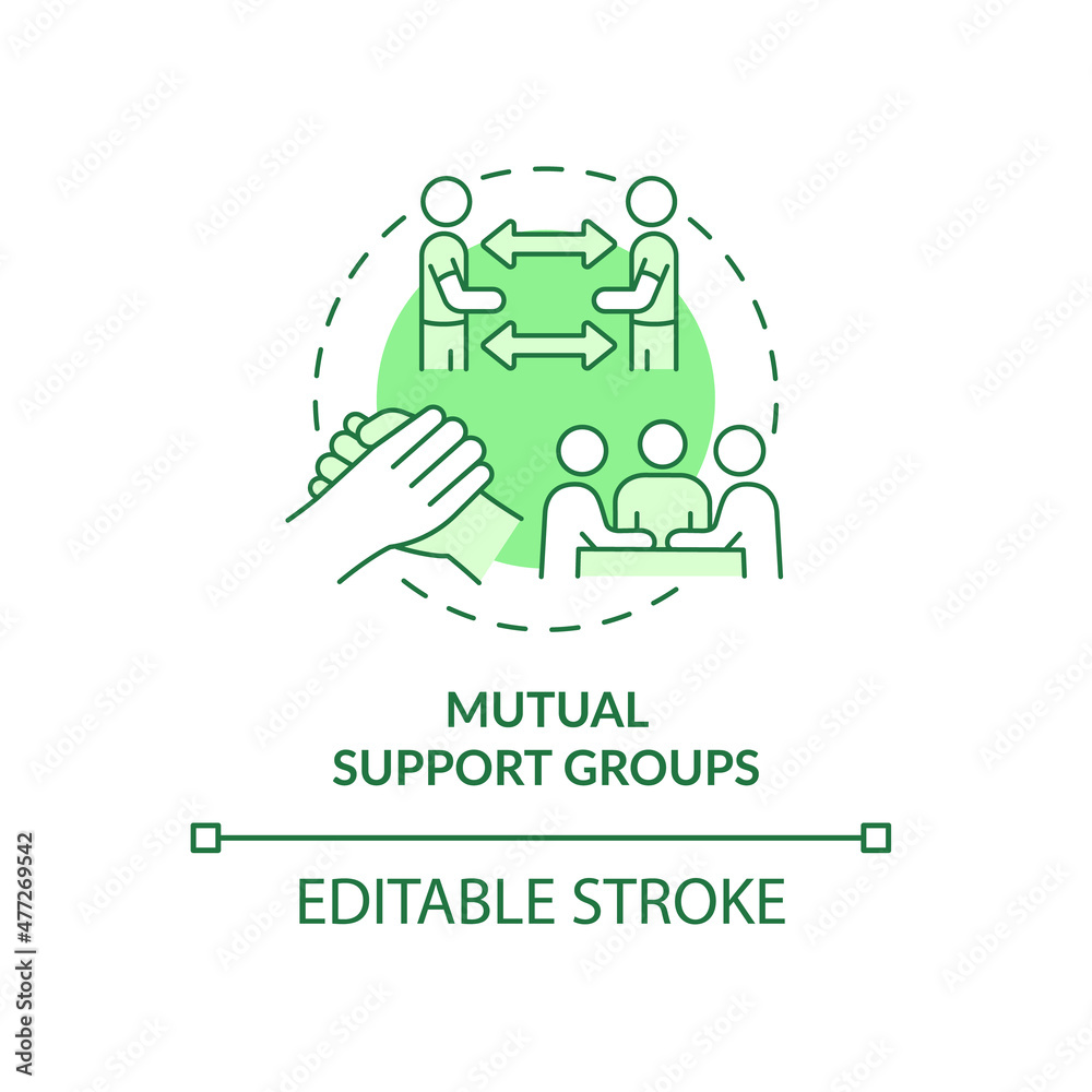 Mutual support groups green concept icon. Sharing same problem abstract ...