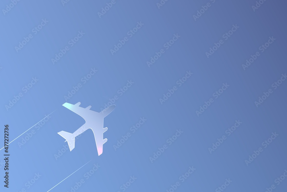 Airplane on a blue background. Flying plane drawing. Passenger airplane ...