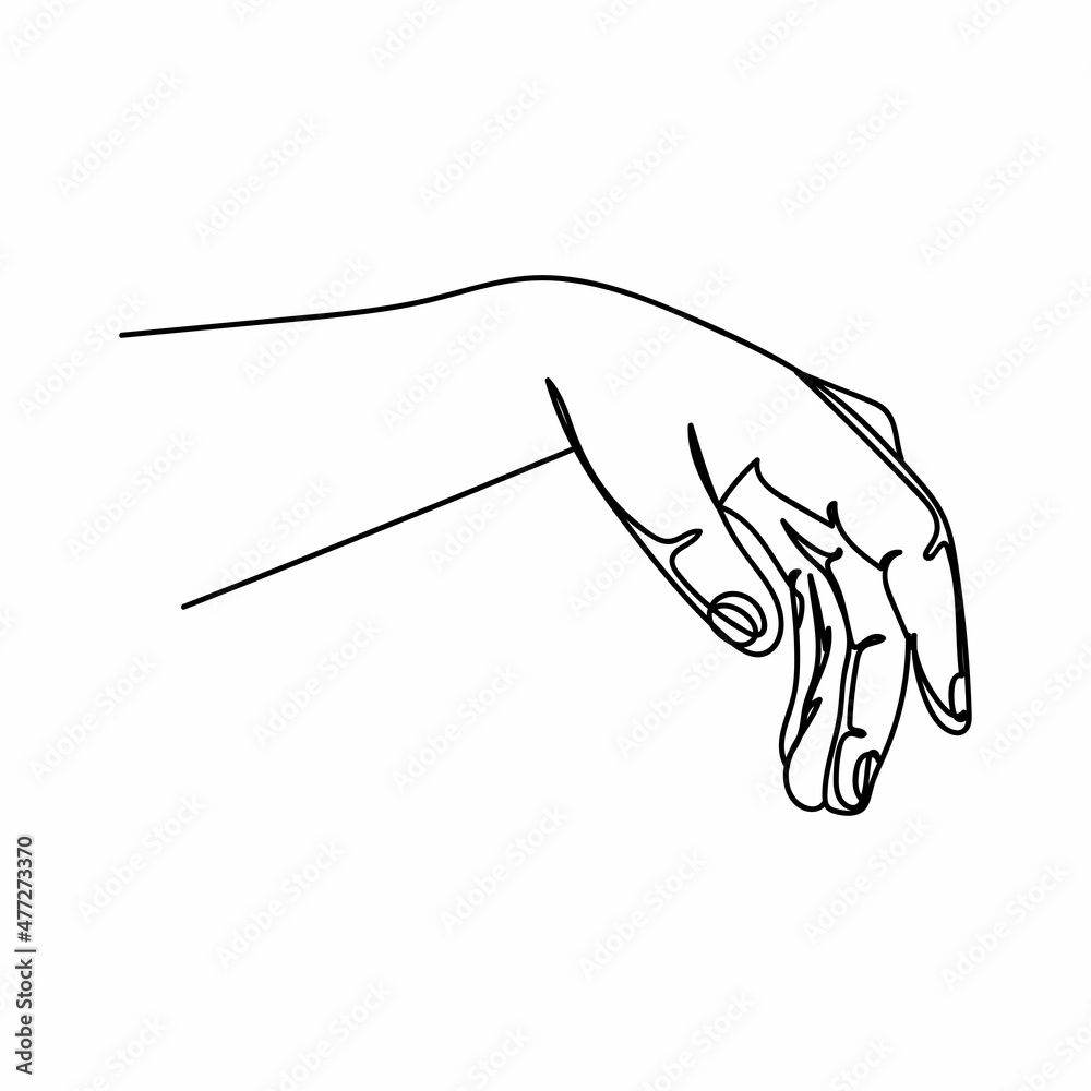 Continuous one simple single line drawing of woman s hand icon in ...