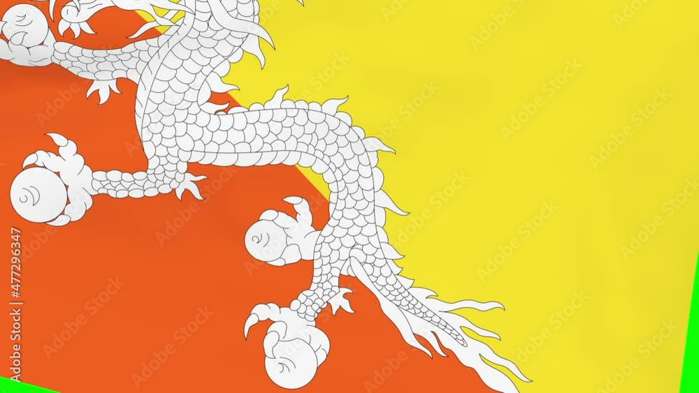 Kingdom of Bhutan waving flag transition 4k and 1080 HD seamless loop ...