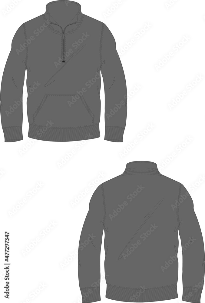 Jacket Half Zip Mock ups Templates Vectors Stock Vector | Adobe Stock