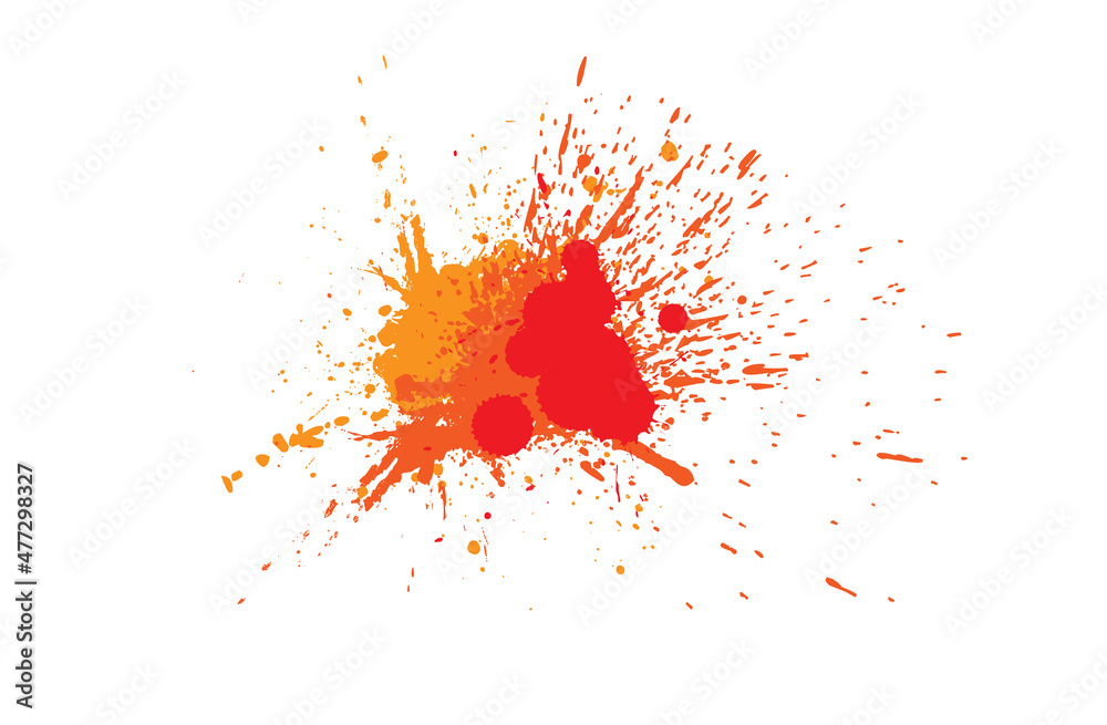 splatter red orange yellow color painting Ink drops and splashes ...