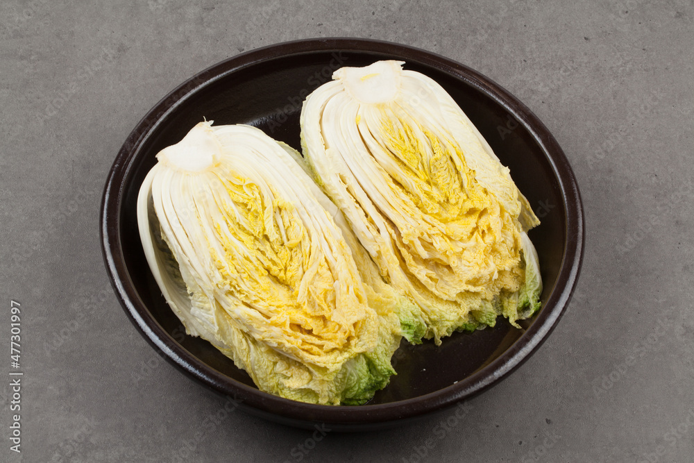 Cabbage, kimchi, kimchi iron, kimchi ingredients, cabbage, half, cut ...