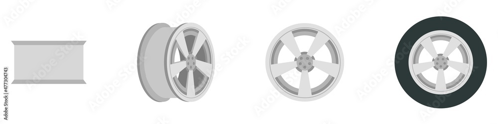 Vector Realistic Render Car Wheel Icon Closeup Isolated on Transparent ...