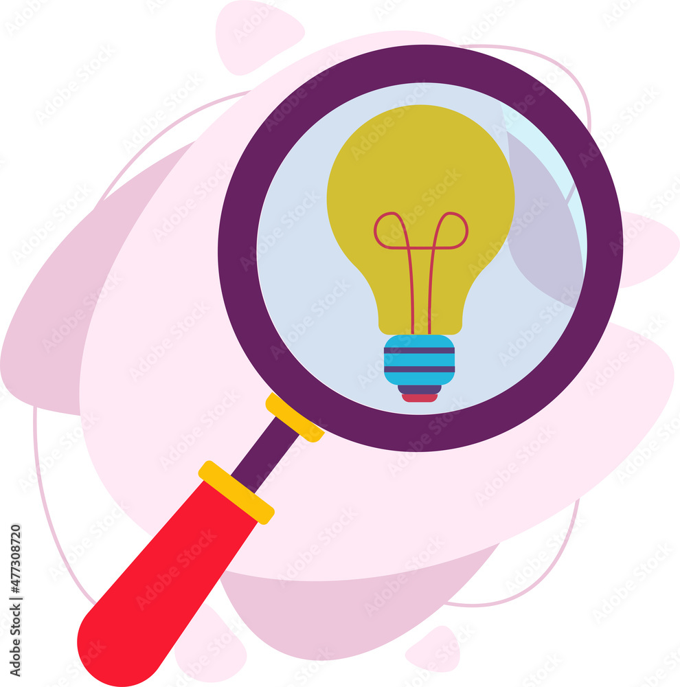 Magnifying optical glass with a light bulb icon. A magnifying glass ...