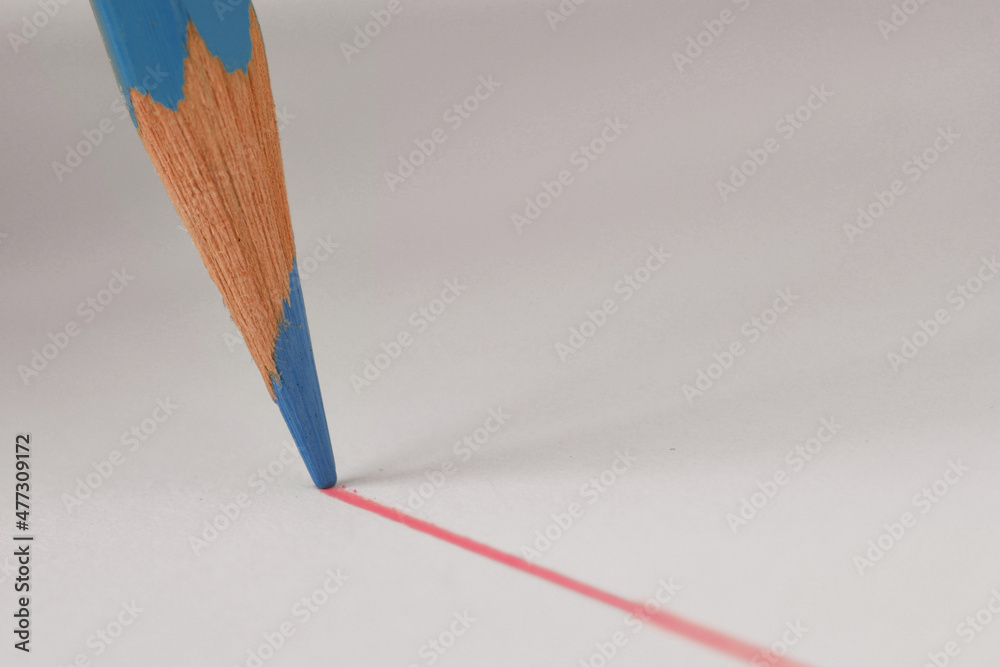 Blue pencil with pink line stroke - Concept of gender identity Stock ...