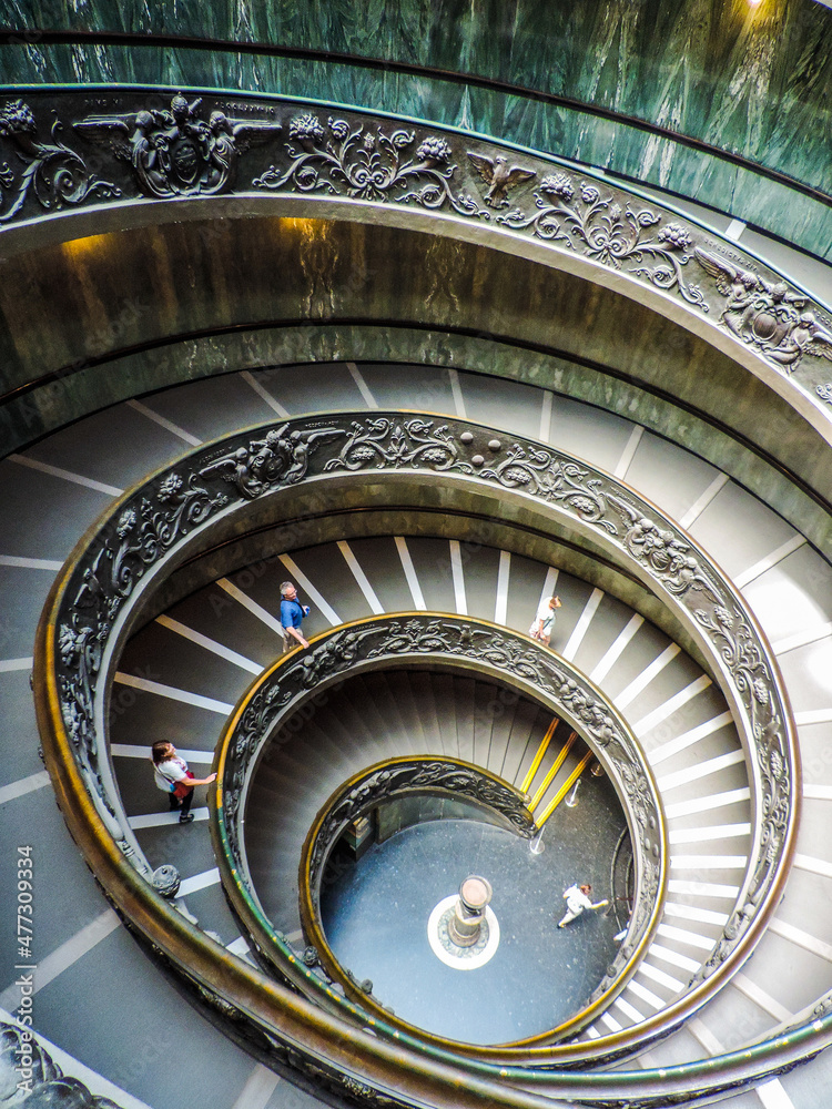 Vatican City, Italy, June 2017 - view of the famous spiral staircase at ...