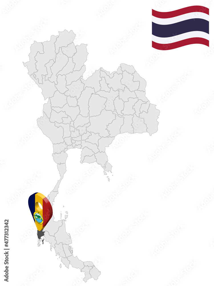 Location of Phang Nga Province on map Thailand. 3d Phang Nga flag map ...