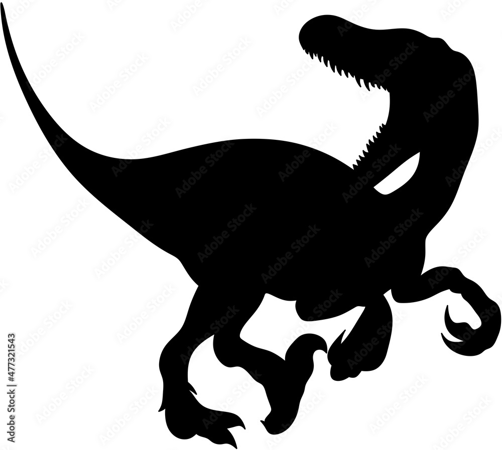 Dinosaur silhouette. velociraptor clipart. Dino. Isolated illustration ...