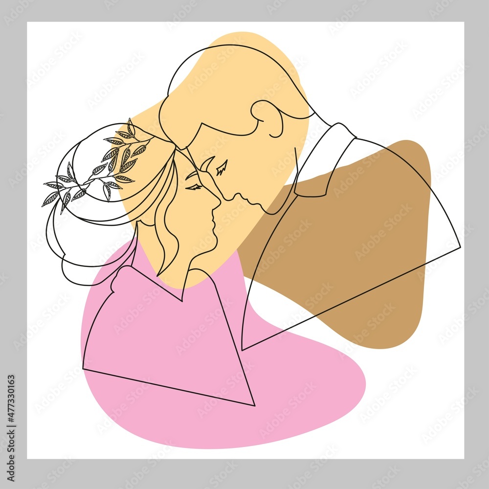 One Line Drawing Isolated on White Background.Abstract portraits in ...