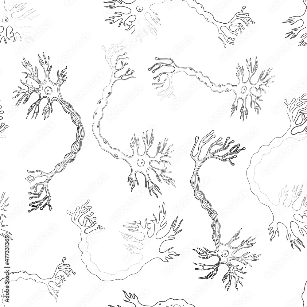 Seamless pattern from outline drawings of silhouettes abstract curved ...