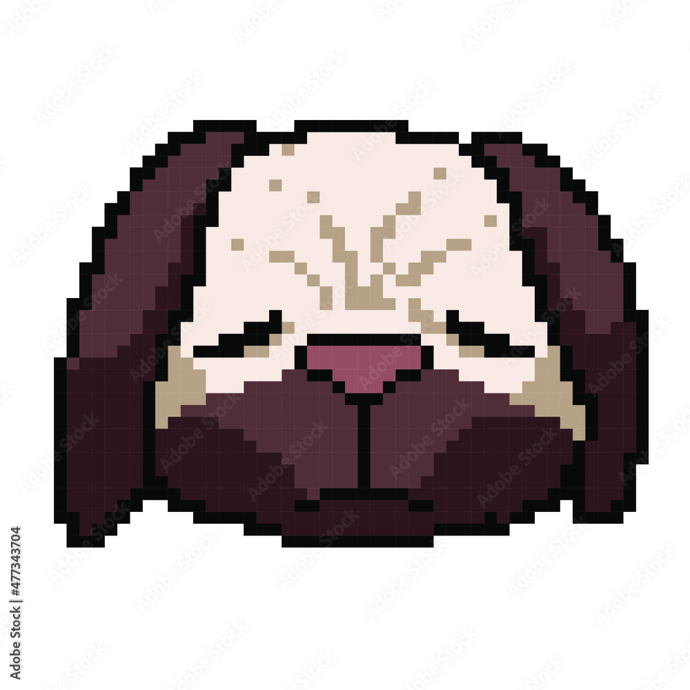 Vector pixel art pug dog isolated cartoon Stock Vector | Adobe Stock