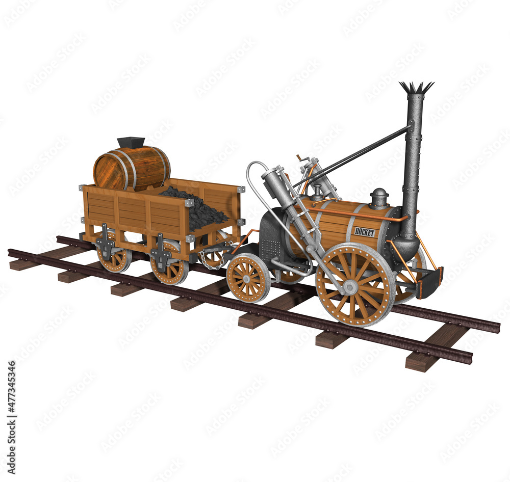Robert Stephenson´s Steam Locomotive. 3D Rendering Illustration of ...
