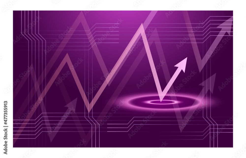 The chart is purple with up and down arrows. Success graph Stock Vector ...