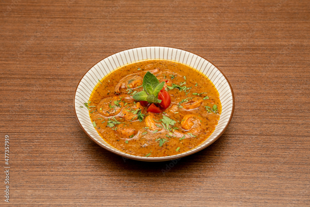 Prawn curry, is a typical curry dish of Burmese cuisine, Indonesian ...