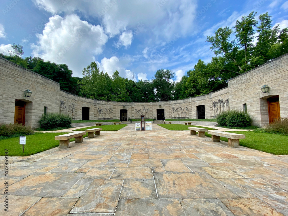 Lincoln Boyhood National Memorial, in Lincoln City, Indiana. Limestone ...