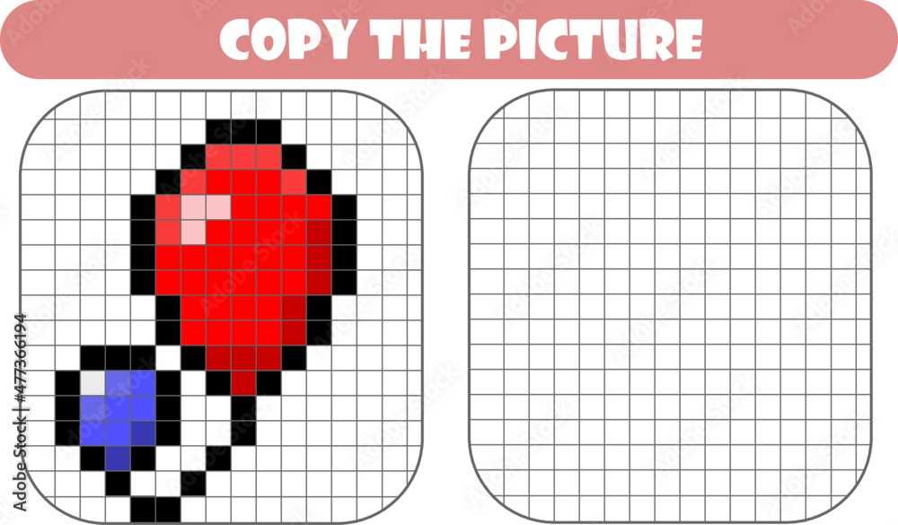 Copy the picture, pixel art, baloon cartoon, drawing skills training ...