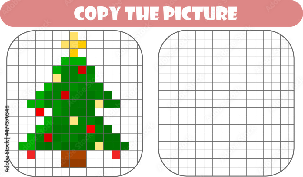 Copy the picture, pixel art, christmas tree cartoon, drawing skills ...