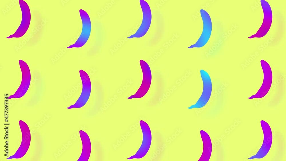 Banana pattern in vibrant gradient holographic neon colors. Concept art ...