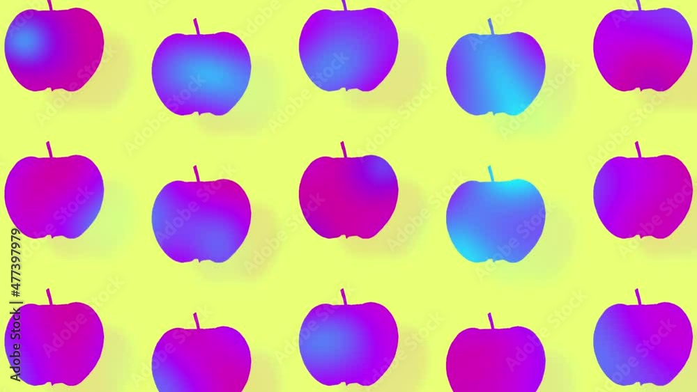 Vidéo Stock Apples pattern in vibrant gradient holographic neon colors ...