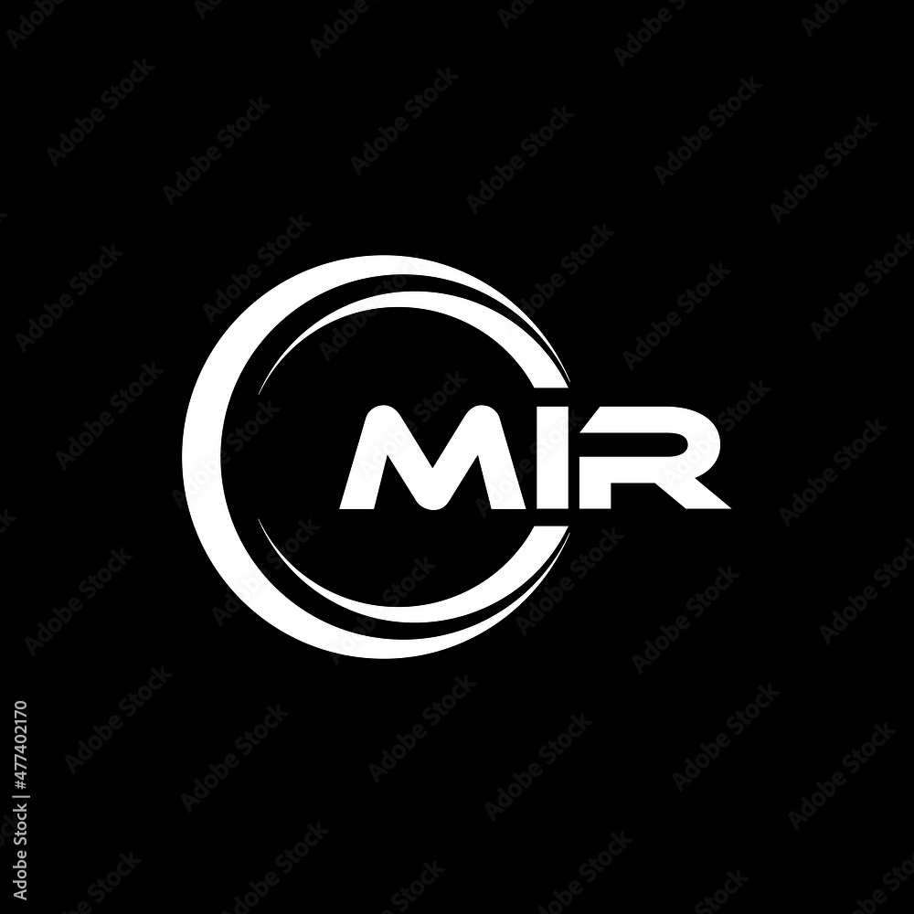 Vecteur Stock MIR letter logo design with black background in ...