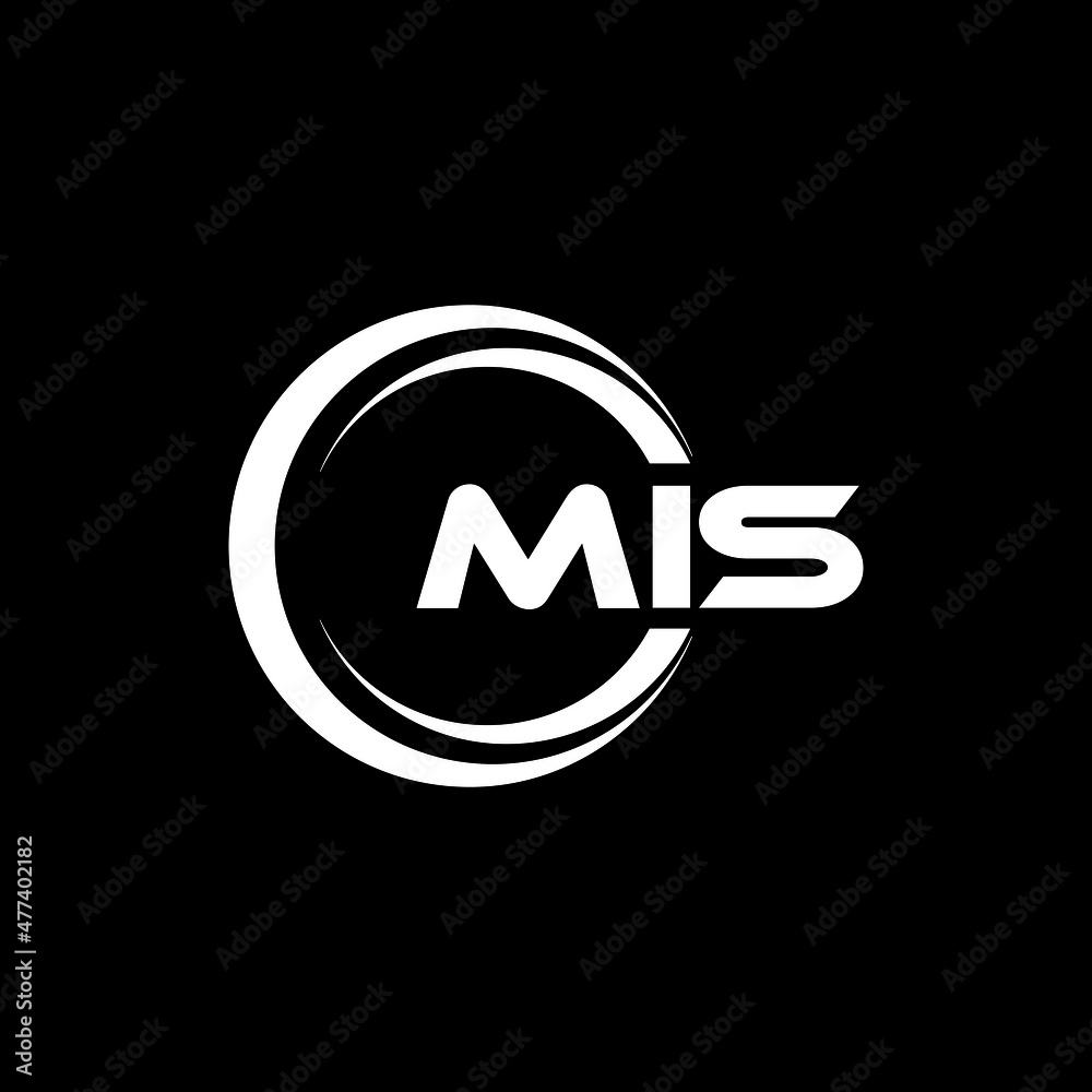 MIS letter logo design with black background in illustrator, vector ...