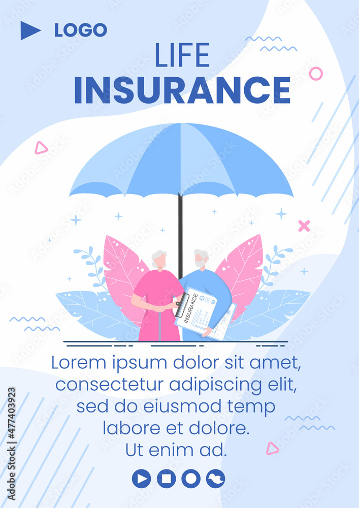 Family Life Insurance Flyer Template Flat Design Editable Illustration ...