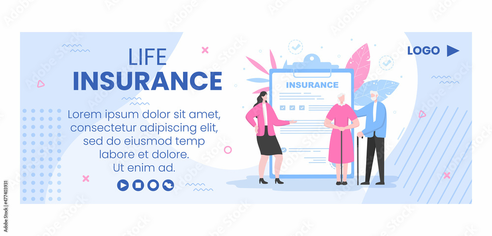 Family Life Insurance Cover Template Flat Design Editable Illustration ...