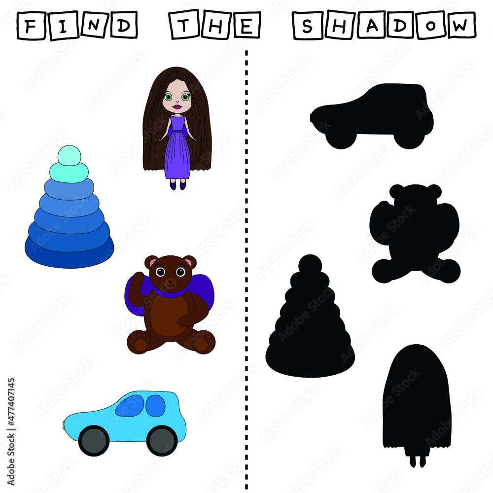 Developing activity for children, find a pair among identical of toys ...