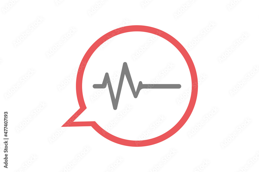 comic balloon with a heart beat sign on white background for website ...