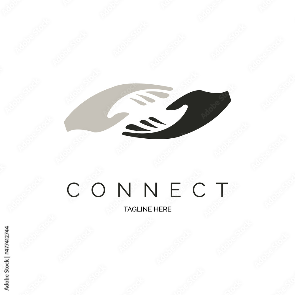 connecting hand logo design template vector for brand or company and ...