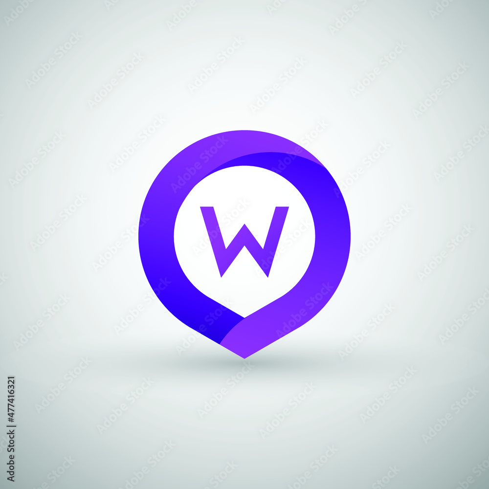 Abstract 3D Letter W Vector Logo Design. Modern and Creative Purple ...