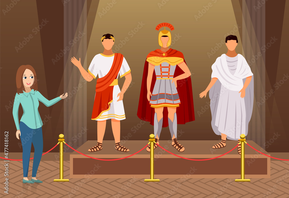 Vecteur Stock Museum guide tells visitors about citizens of ancient ...