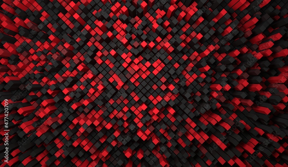 Random structure of cubes of different heights in the form of a lattice ...