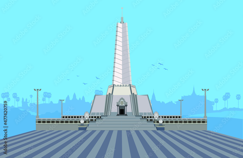 Cambodia Win-Win Monument blue background 素材庫向量圖 | Adobe Stock