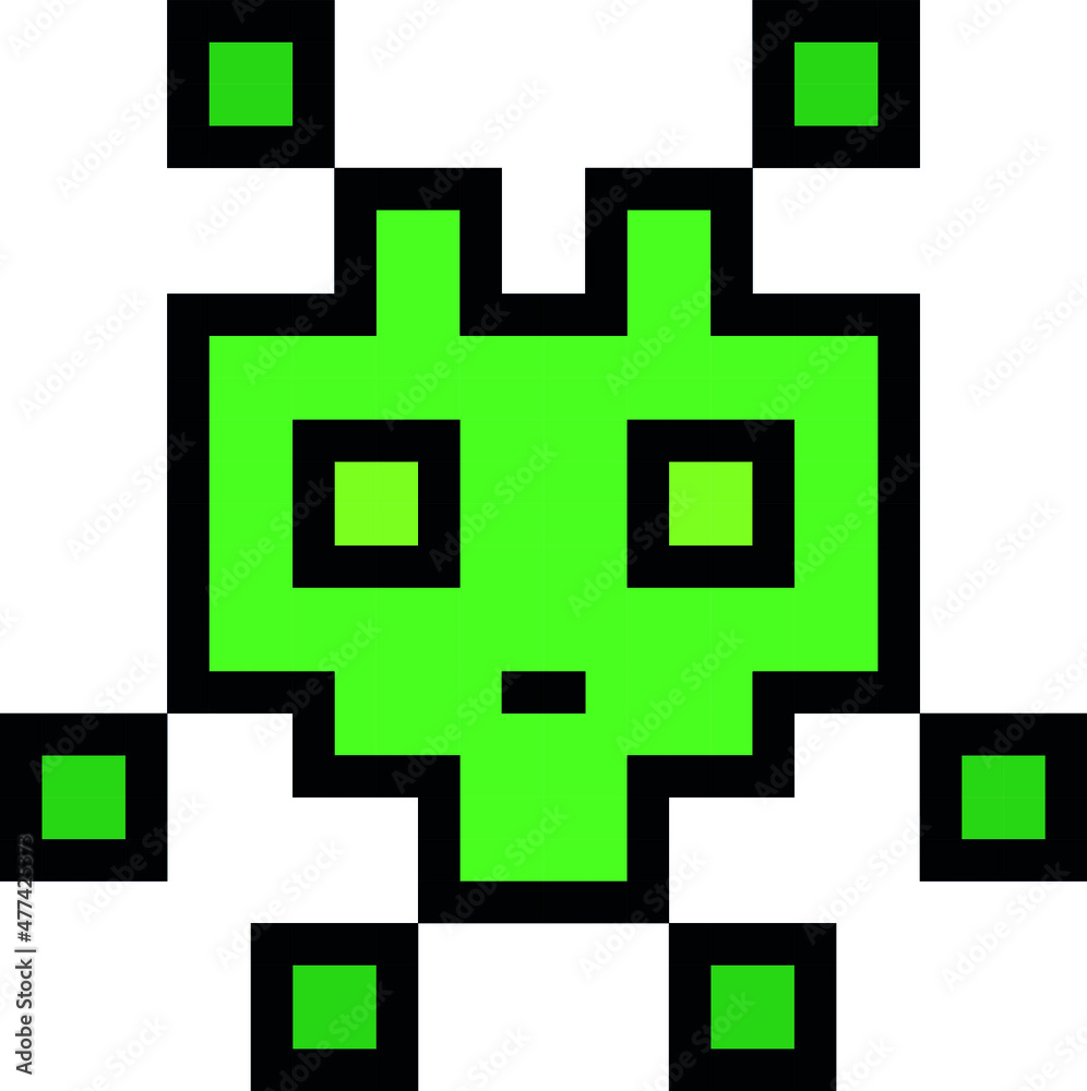 Alien pixel art vector illustration. Alien vector image. Stock Vector ...