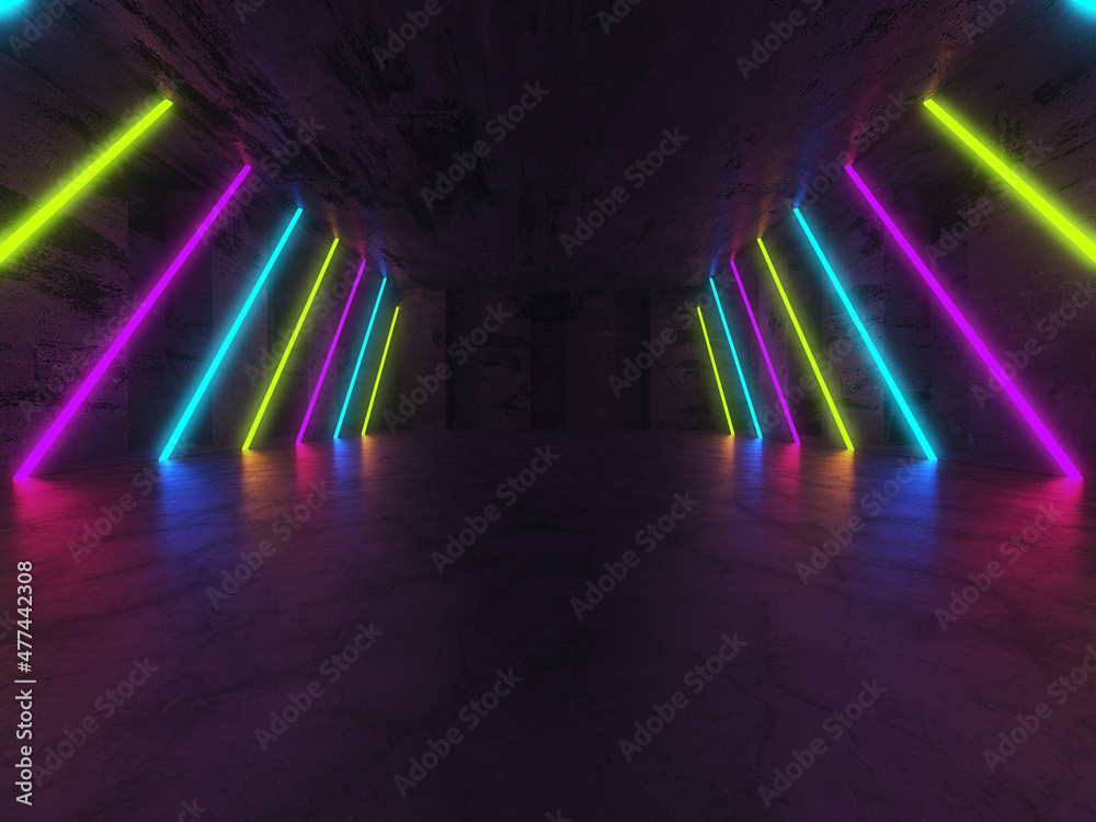 Futuristic Modern Neon Glowing Design Architecture Stock Illustration ...