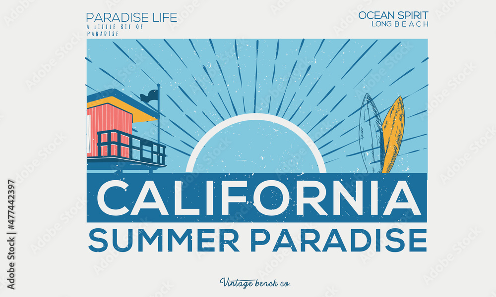 California beach vector graphic print design for t shirt , apparel ...