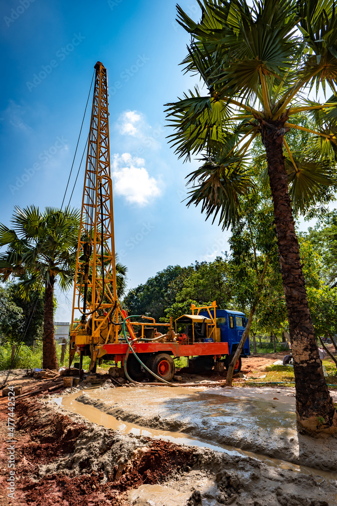 Water well drilling - borewell borehole drilling Stock Photo | Adobe Stock
