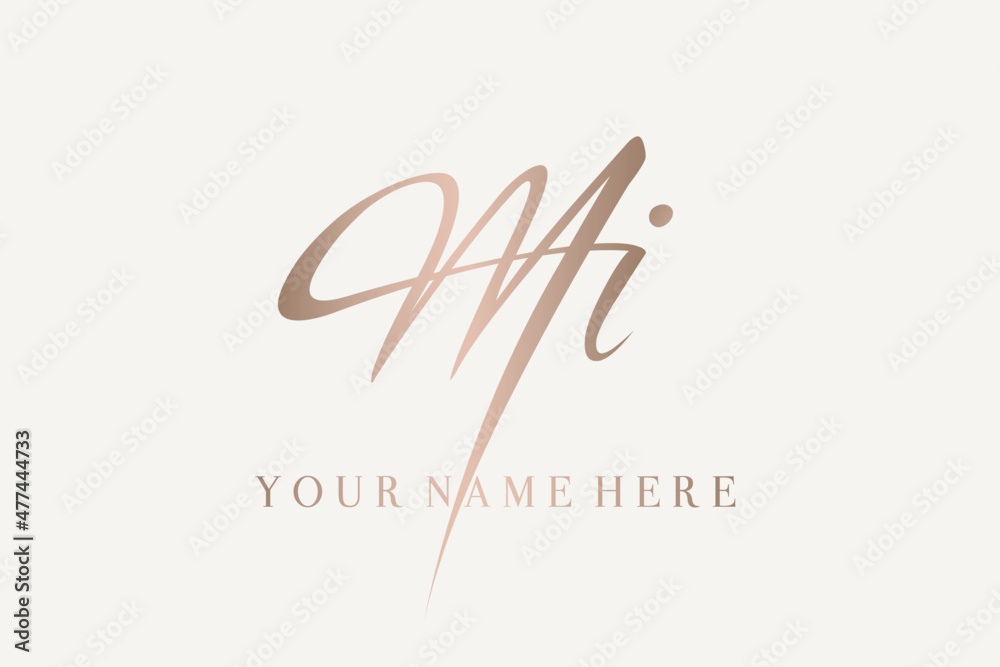 MI monogram logo.Calligraphic signature icon.Letter m and letter i ...
